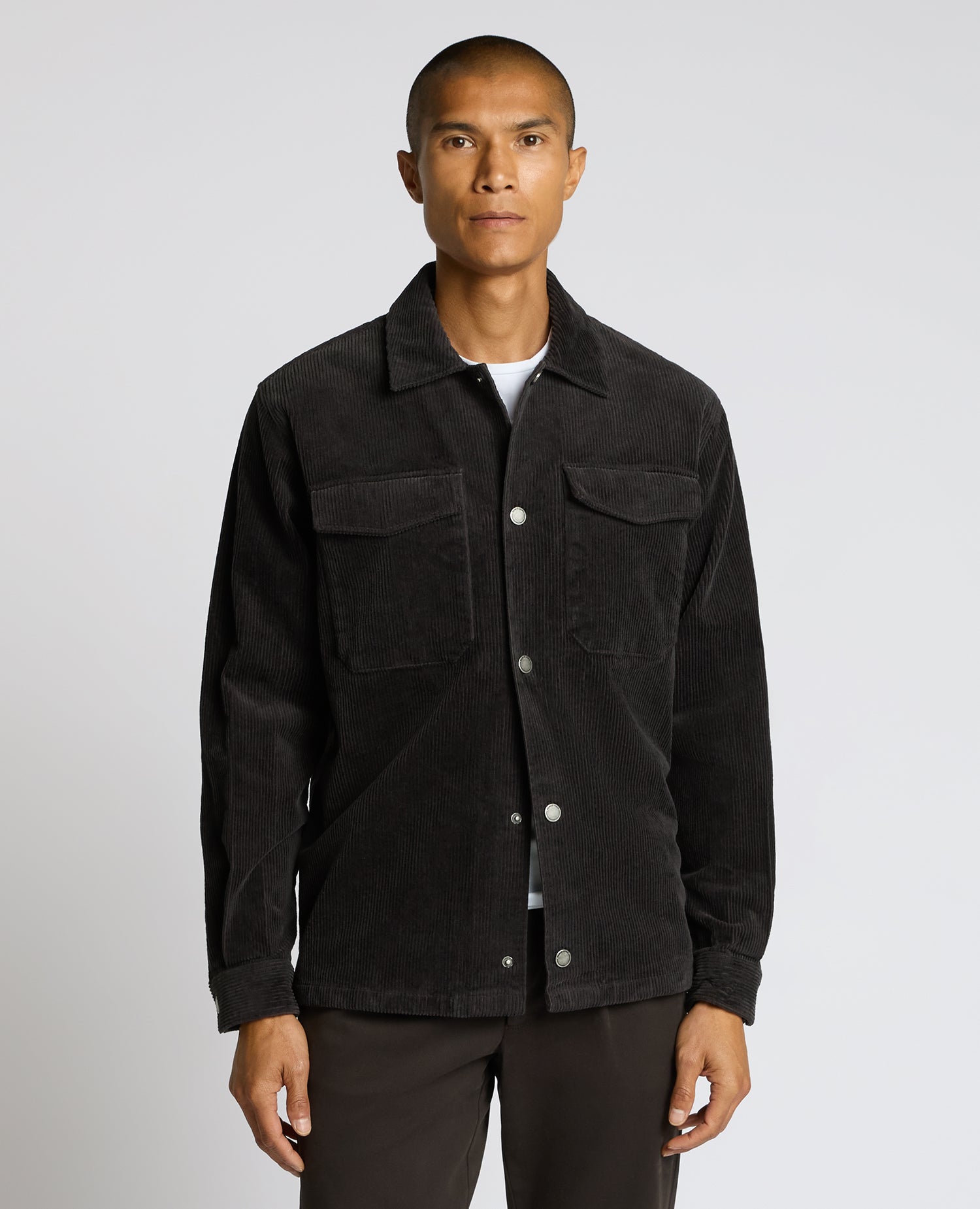 Remus Uomo | Men's Regular Fit Cord Shacket – Charcoal