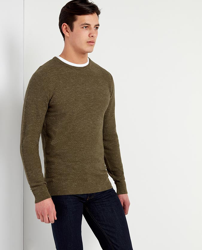 Tapered Fit Cotton-Blend Crew Neck Sweater – Remus Uomo