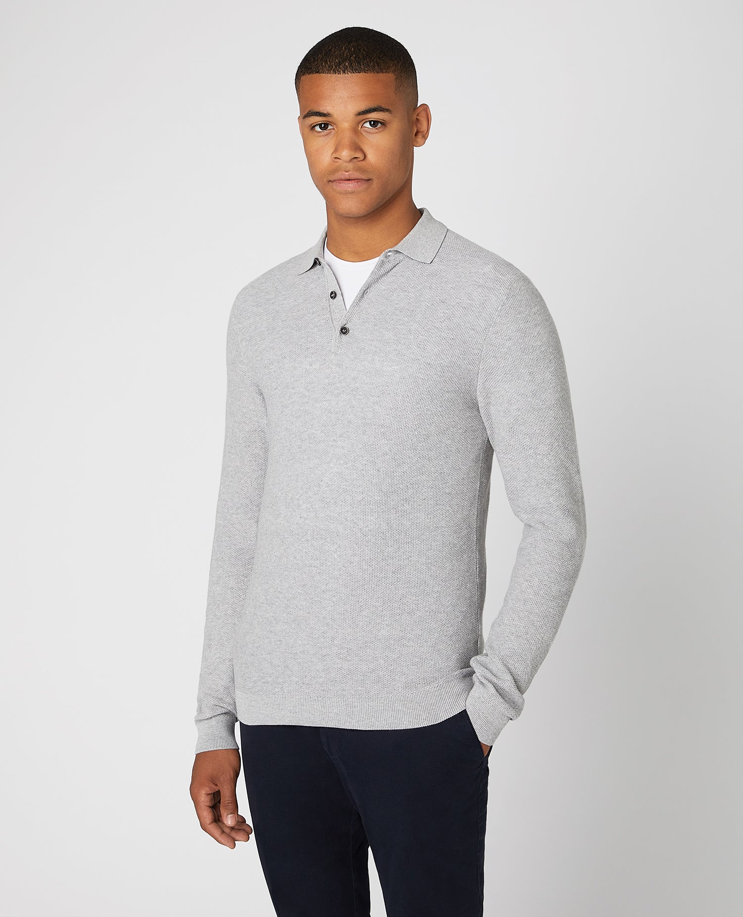 Slim Fit Cotton Long Sleeve Knitted Polo – Remus Uomo